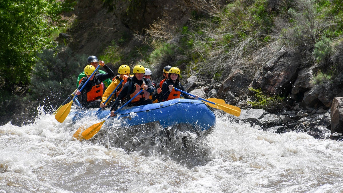 Raft with Flying Pig near Yellowstone’s North Entrance